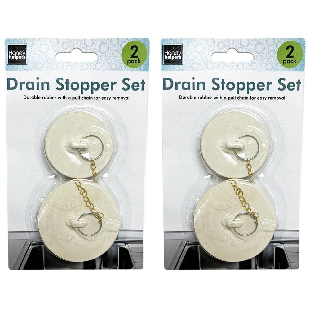 4 Pc Rubber Drain Stoppers Chain Bathtub Tub Sink Kitchen Small Large Fit Most