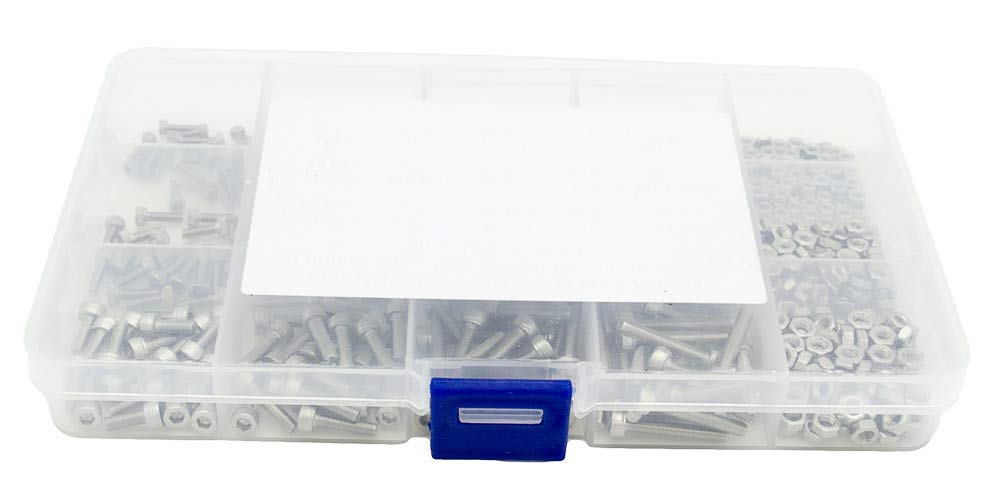 Guard4U 480Pcs Metric M2 M2.5 M3 304 Stainless Steel Hex Socket Head Cap Screws Nuts Assortment Kit