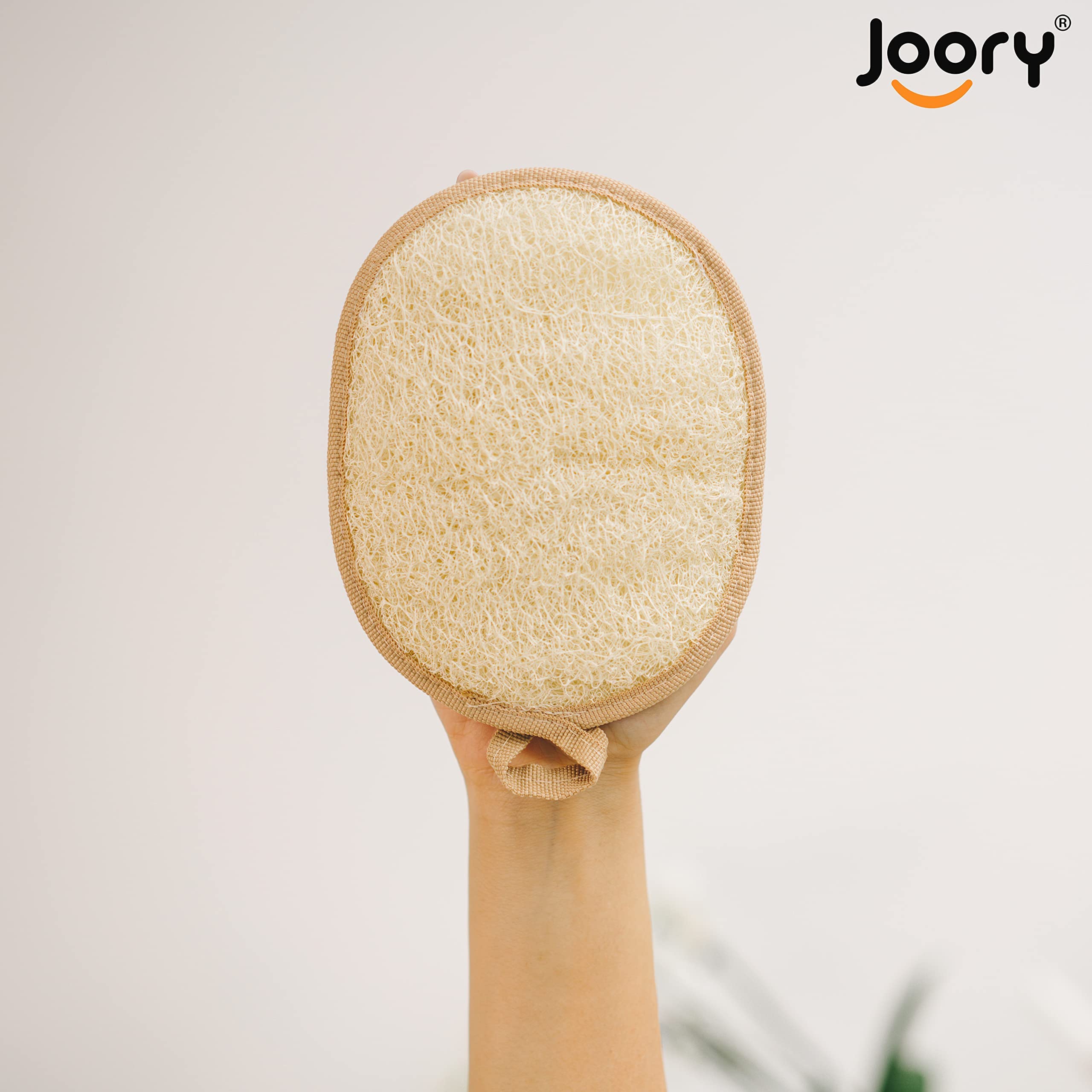 JOORY Natural Exfoliating Loofah Sponge, Egyption Body Scrubber (3 Pack), Biodegradable Shower luffa Pad
