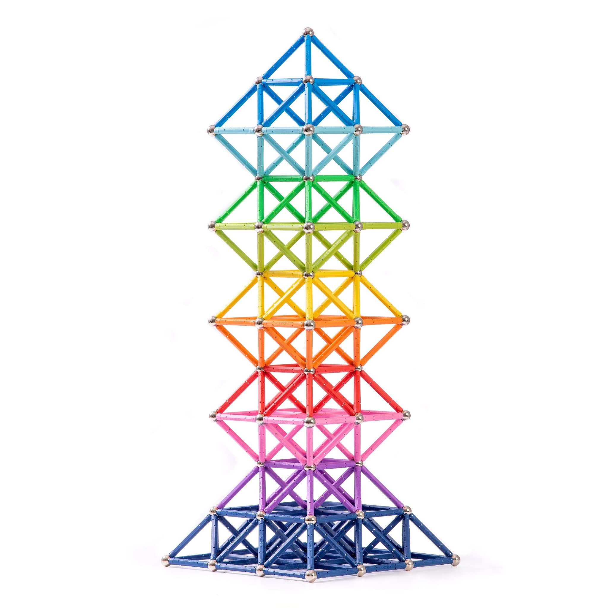 BANBBY 145pcs Magnetic Toys Upgraded 2.28 inches Building Sticks Set for Kids Magnet Games (10 Colors)