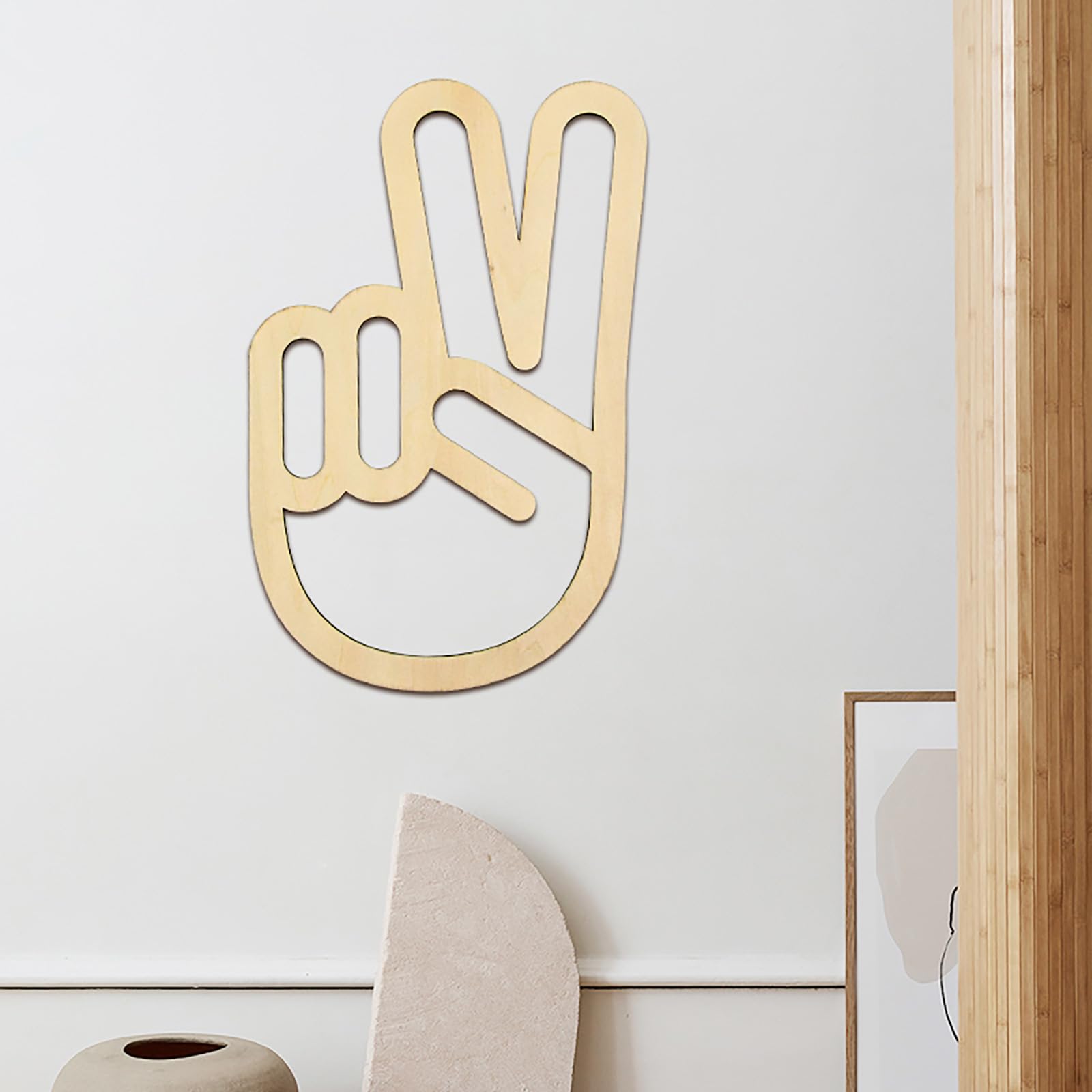 2 Pcs Shaka & Victory Wooden Wall Sign Hang Loose Sign Hawaii Aloha Surfer Hand Sign Surf Wall Decor for Home Living Room Kitchen Bathroom Bedroom Hand shape Finger Nursery Room Decoration