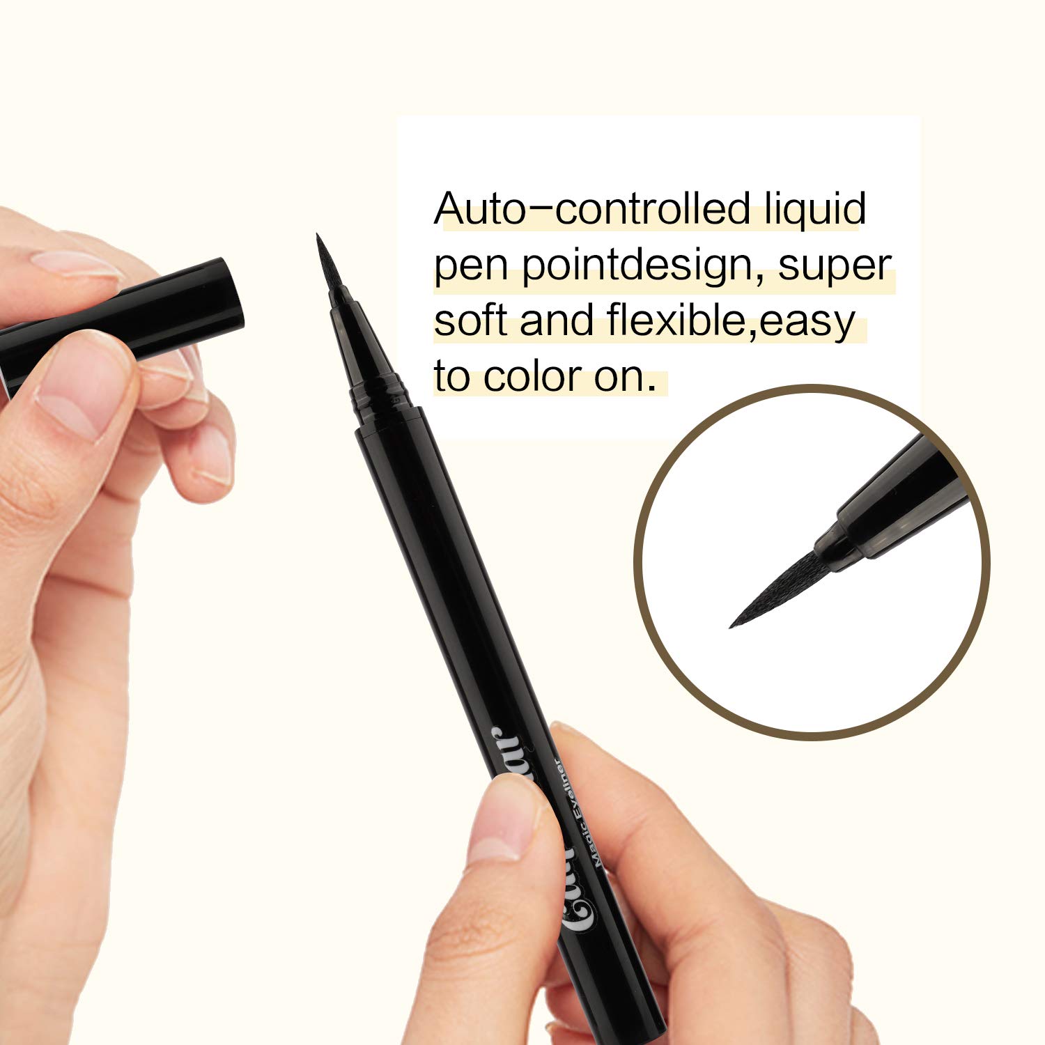 2 in 1 Self-Adhesive Eyeliner, Extra Stong Hold for Lashes, Waterproof Black Liquid Eyeliner Pen - No Magnetic Eyelashes and No Glue Needed
