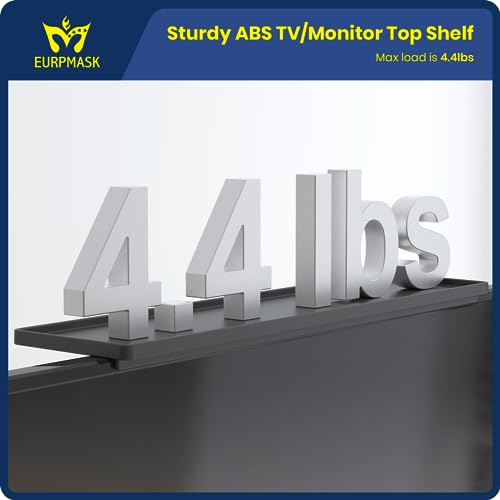2 Pieces TV Top Shelf - EURPMASK Adjustable Computer Monitor Top Shelf,Stable TV Top Storage Bracket,Clamp-on Computer Screen Shelf for Soundbar,Figure Display,Cable Box,Home Office Decor, 13.4 x 3.3