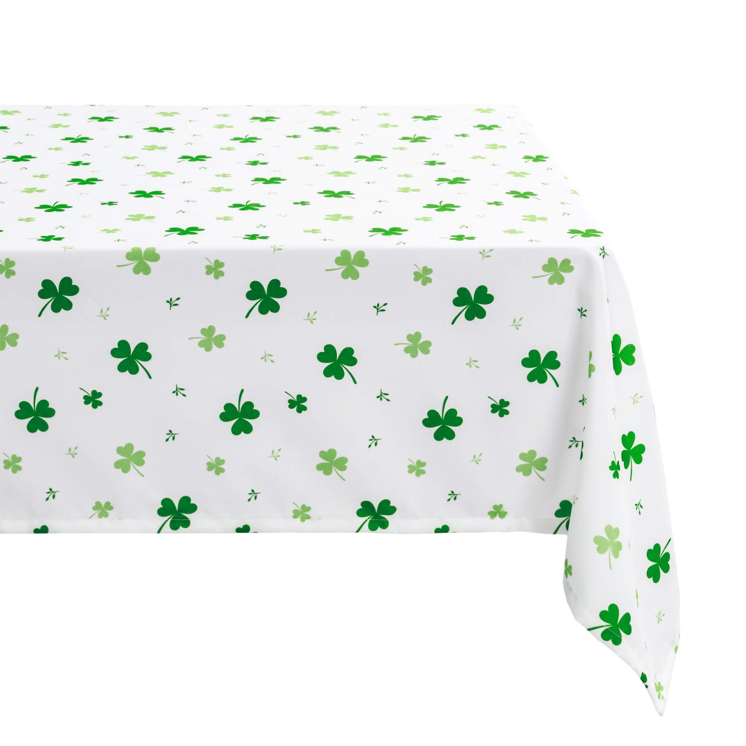 Hiasan Waterproof St Patricks Day Tablecloth Rectangle, 60 x 84 Inch - Washable Shamrock Fabric Table Cloth for Spring and Outdoor Use