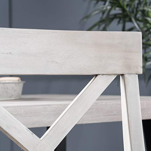 Christopher Knight Home Roshan Farmhouse Acacia Wood Dining Chairs, Light Grey Wash, 21D x 17.75W x 35.5H Inch