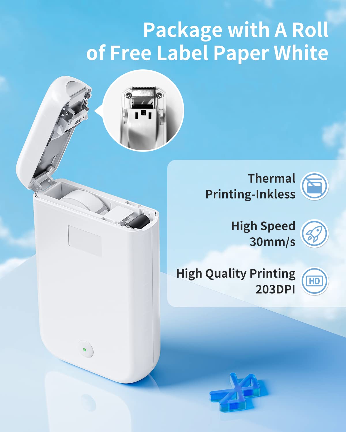 2024 Label Makers Machine with Tape, D10 Bluetooth Label Makers, Portable Wireless Mini Label Printer for Home Labeling, Easy to use Inkless Handheld Small Labeler for Phone, with 1 Roll Label