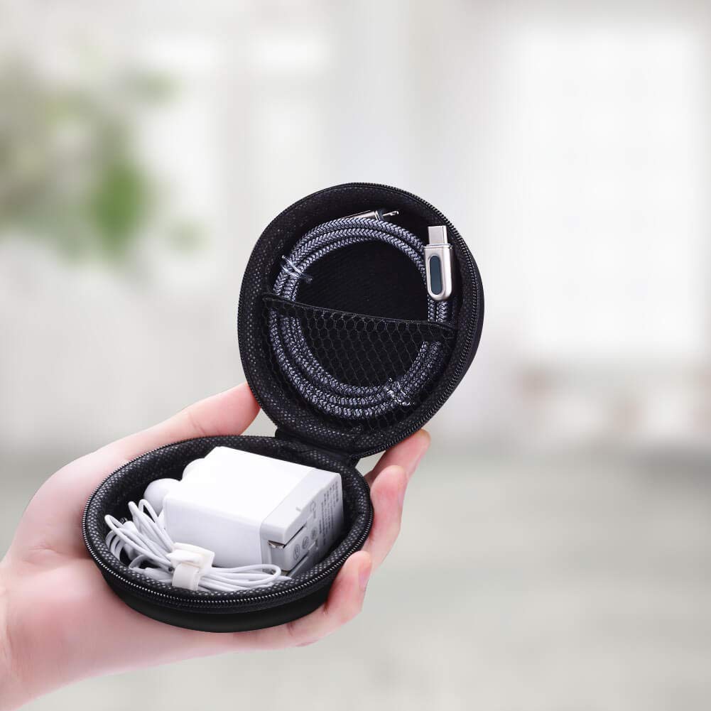 Cases for Earbuds,Aneuzs Earphone Carry Cases 5 Pack Headphone Storage Bag with Zipper and Carabiner for Smartphone Earphone USB Cable,SD Cards,Small Round Pocket & Square Little Travel Cases