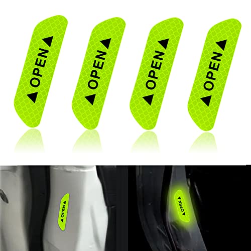 4PCS Universal Car Door Open Prompt Warning Stickers, Anti-Collision Safety Reflective Decal Tape, Car Accessories Universal for Truck, Van, SUV, Night Conspicuity Safety Sign(yellow)