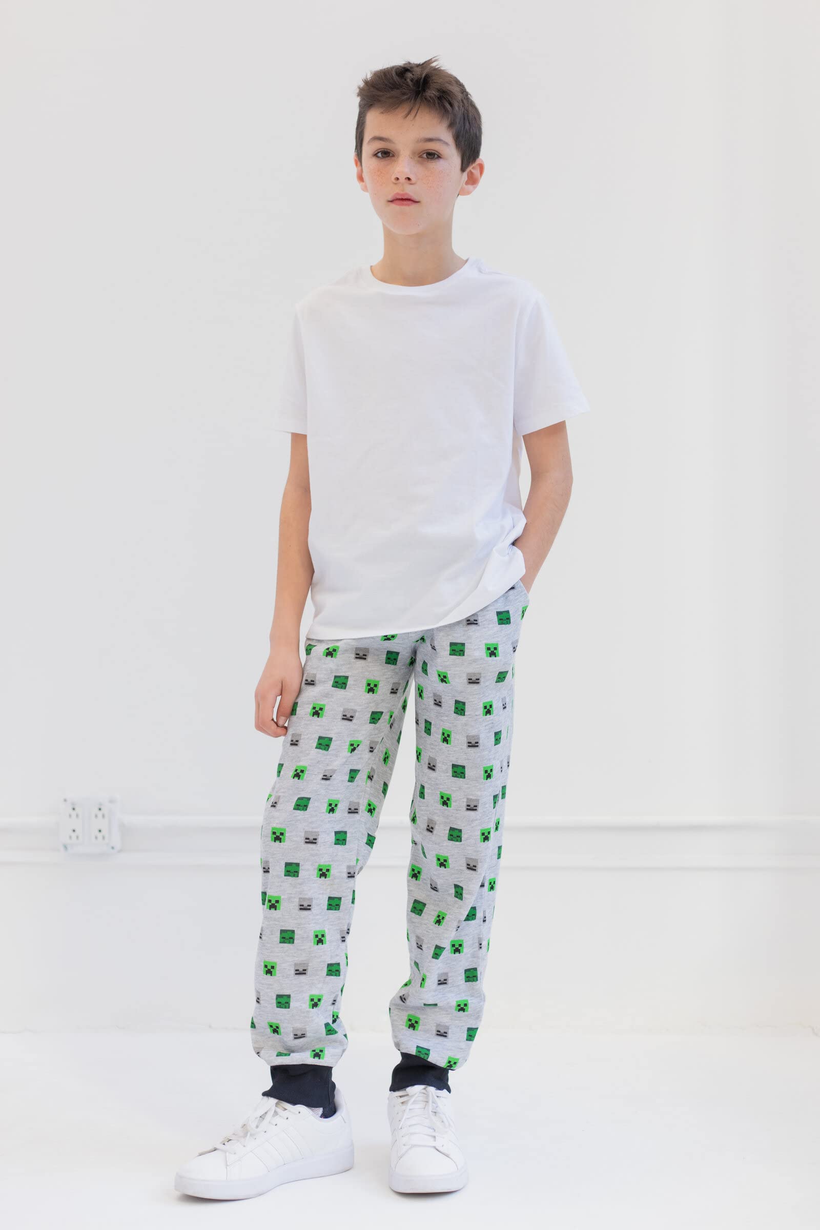 Minecraft Mobs Little Boys Fleece 2 Pack Jogger Pants Black/Green/Grey 5