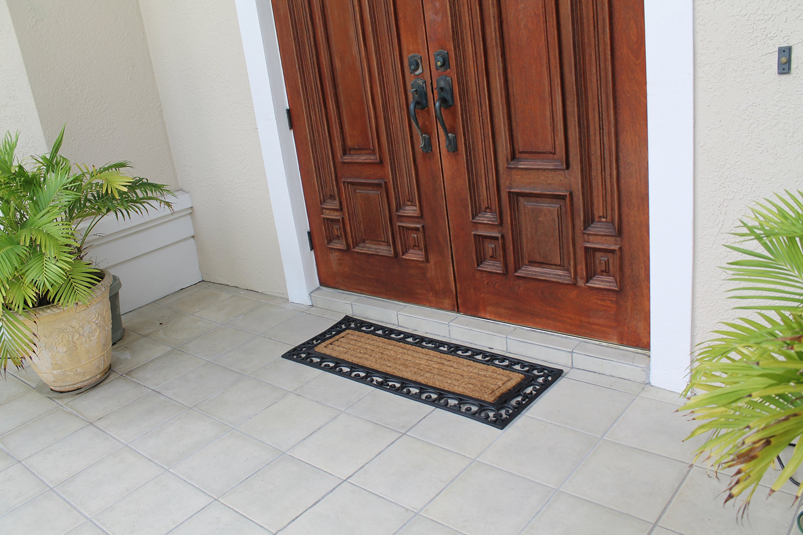 A1 Home Collections First Impression Clarence Rubber and Coir Molded Doormat, 18'' L x 48'' H