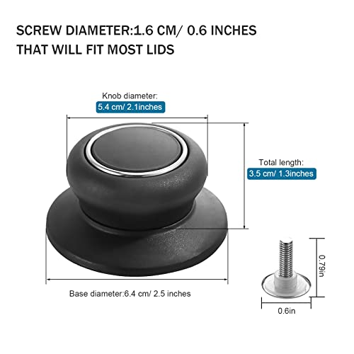 4Pcs Universal Pot Lid Top Replacement Knob,Heat Resistant and Prevent static electricity,Easy installation Kitchen Cookware Replacement Pan Lid Holding Handles. (Black)
