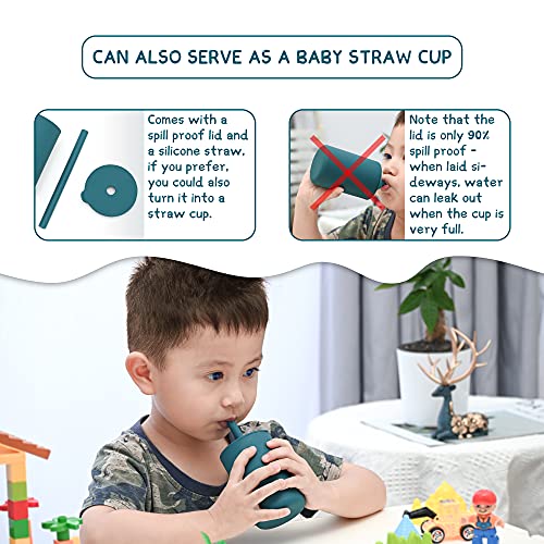 JOYIT Baby and Toddler Silicone Straw Cup 6 oz | Training and Learning Open Cup for Baby Independent Drinking | Promotes Fine Motor Skills | with a Nonspill Lid and Silicone Straw (Ocean Blue)