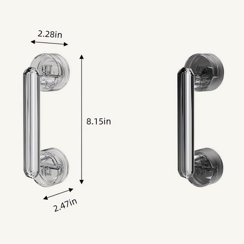 2024 New Diamond Suction Cup Door Handle, Strong Hold Suction Cup Handle, No-Punching Waterproof Door and Window Handles, Removable Household Door Handle for Bathroom and Cabinets (Silver*2)