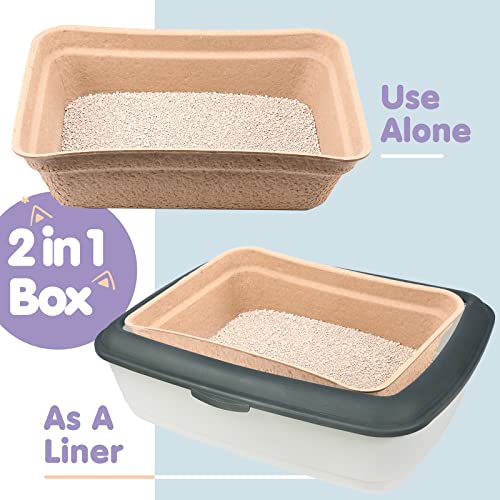 8 Pieces Disposable Litter Boxes for Cats Paper Cat Litter Tray Portable 2 in 1 Kitten Litter Box for Cat, Hamster, Guinea Pig, Mice, Small Animals, 16.7 x 12.8 x 4.1 inch