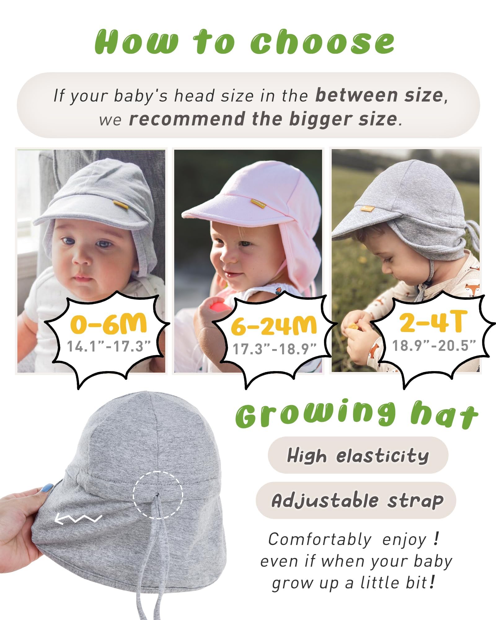 FURTALK Baby Sun Hat UPF 50+ UV Ray Sun Protection Cotton Toddler Hats for Boys Girls