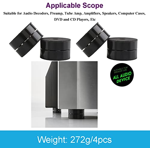 Audiocrast 4PCs HiFi Speaker Isolation Feet Shock Absorber Pads IF4023B Black Stand Feet 40×23mm Aluminum Vibration Dampener with Balls for Audio Speaker Subwoofer CD DVD Amplifier Turntable DAC