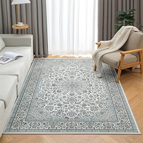 Aelenmu Area Rug Living Room Rugs: 3x5 Small Washable Non-Slip Stain Resistant Rug with Anti Slip Rubber Backing for Bedroom Dining Room Nursery Under Kitchen Table Home Office - Green
