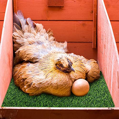 6 Pcs Artificial Grass Rug,Chicken Nesting Pads Carpet for Chicken Bedding Nesting Box Pads, 12"x12" Washable Synthetic Grass Pads for Chicken Coop Laying Box for Laying Eggs, Sturdy, Reusable