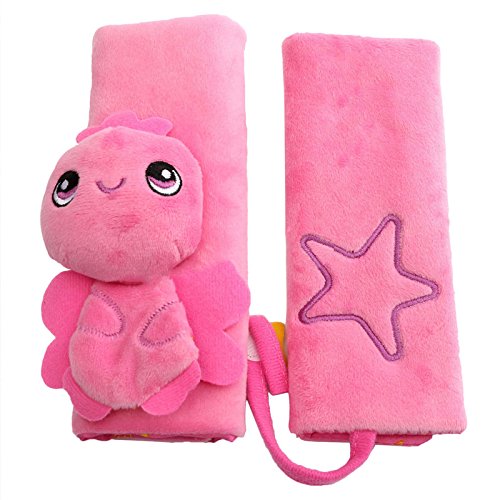 2 Pack Seat Belt Cover, Car Seat Belt Pillow for Baby, Toddlers, Infants, Baby Head Support, Safety Belt Strap Protector, Shoulder Adjuster Pad (Orange Bear)