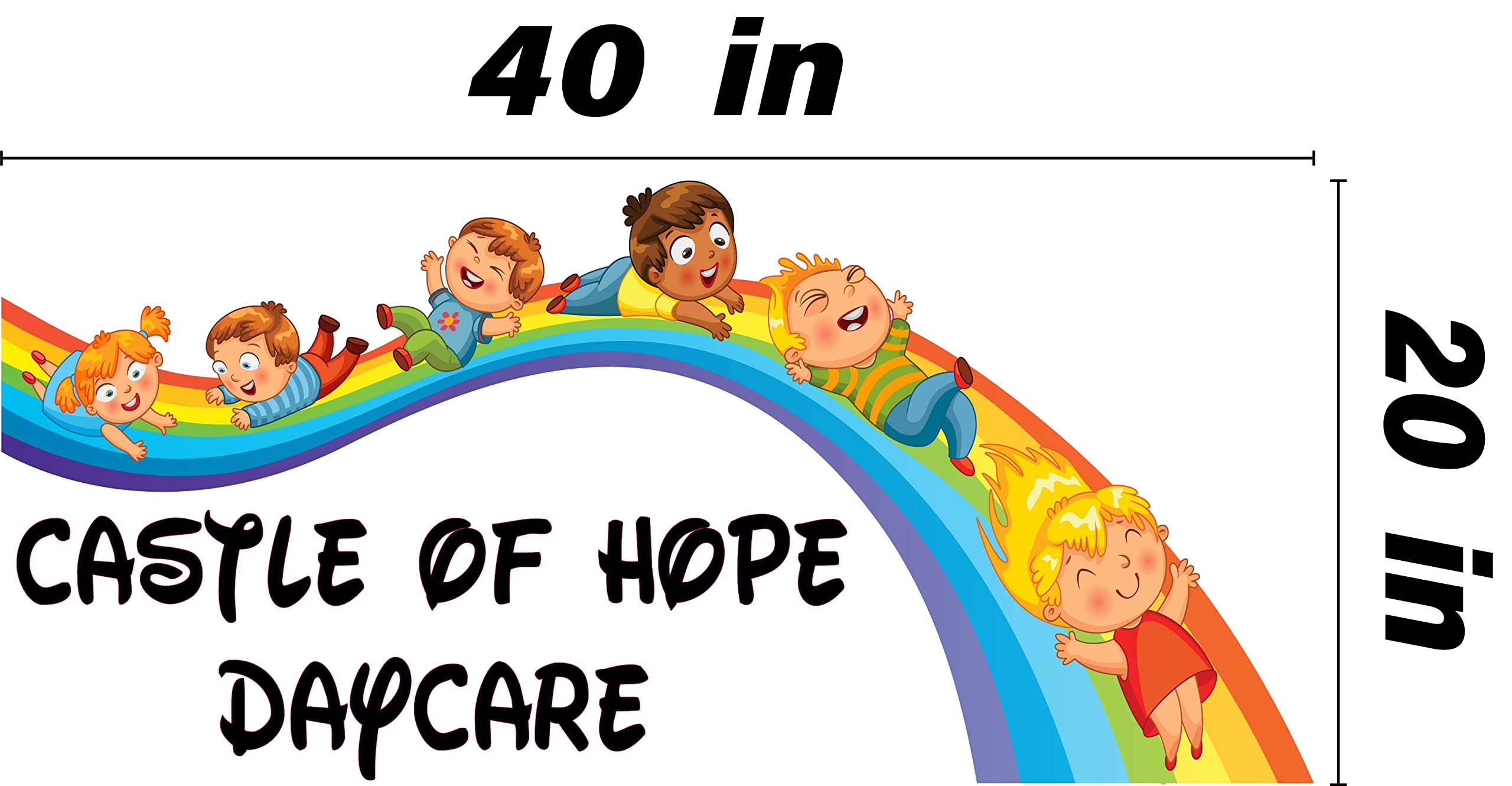 Childrens Wall Decal - Custom Daycare Welcome Sign - Personalized Name Vinyl Lettering (Large, 20"x40")