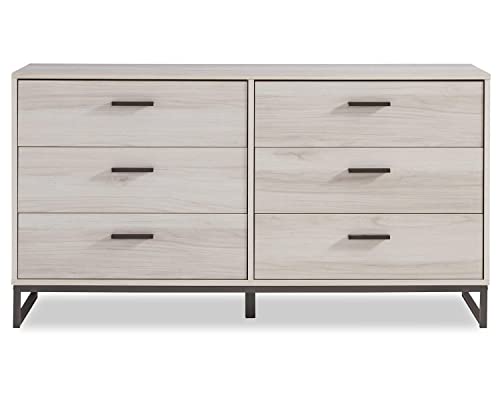 Signature Design by Ashley Socalle Modern Industrial 6 Drawer 54" Dresser, Natural Beige