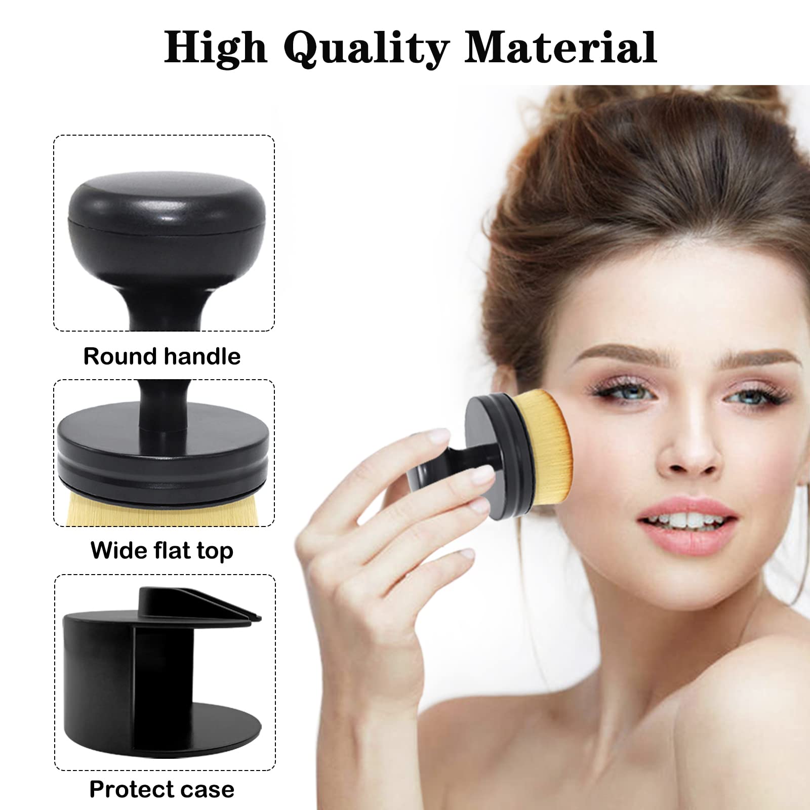 Falliny Makeup Brush, Large Full Coverage Self Tanner Foundation Brushes Travel Kabuki Powder Brush for Face Body, Blending Liquid, Bronzer,Sunscreen,Cream or Flawless Powder Cosmetics