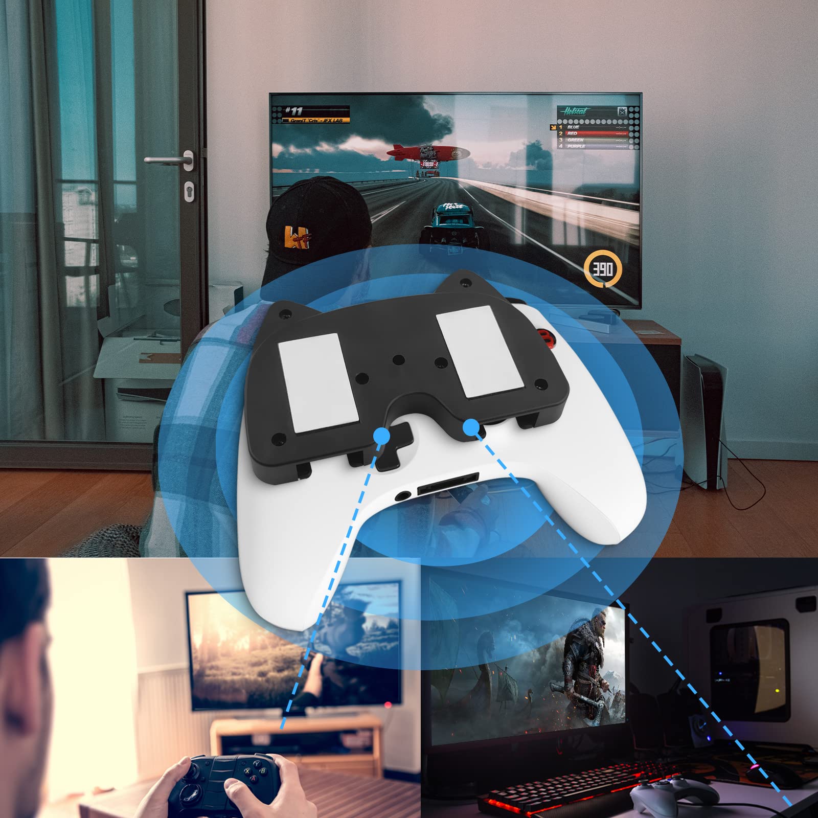 2 Pcs Controller Desk Mount compatible with Xbox Series X/S/Xbox One/Xbox One S/Xbox 360, No Drilling Stick Under Desk Stand Hanger Fit for Xbox Gaming Controllers, Controller Storage Rack Easy to Access