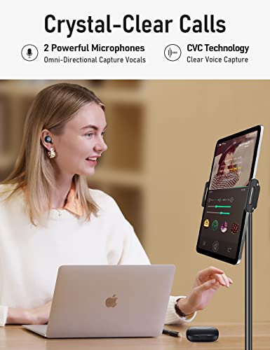 Audiovance IF301 Earbuds, Wireless Headphones Bluetooth Ear Buds for iPhone Android, Premium Sound, Immersive Music, Clear Calls, Noise Reduction, Wireless Charging, Waterproof, 23H Battery.