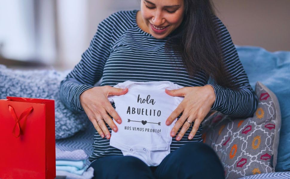 Hola Abuelito Baby Pregnancy Announcement White 0-3 Months