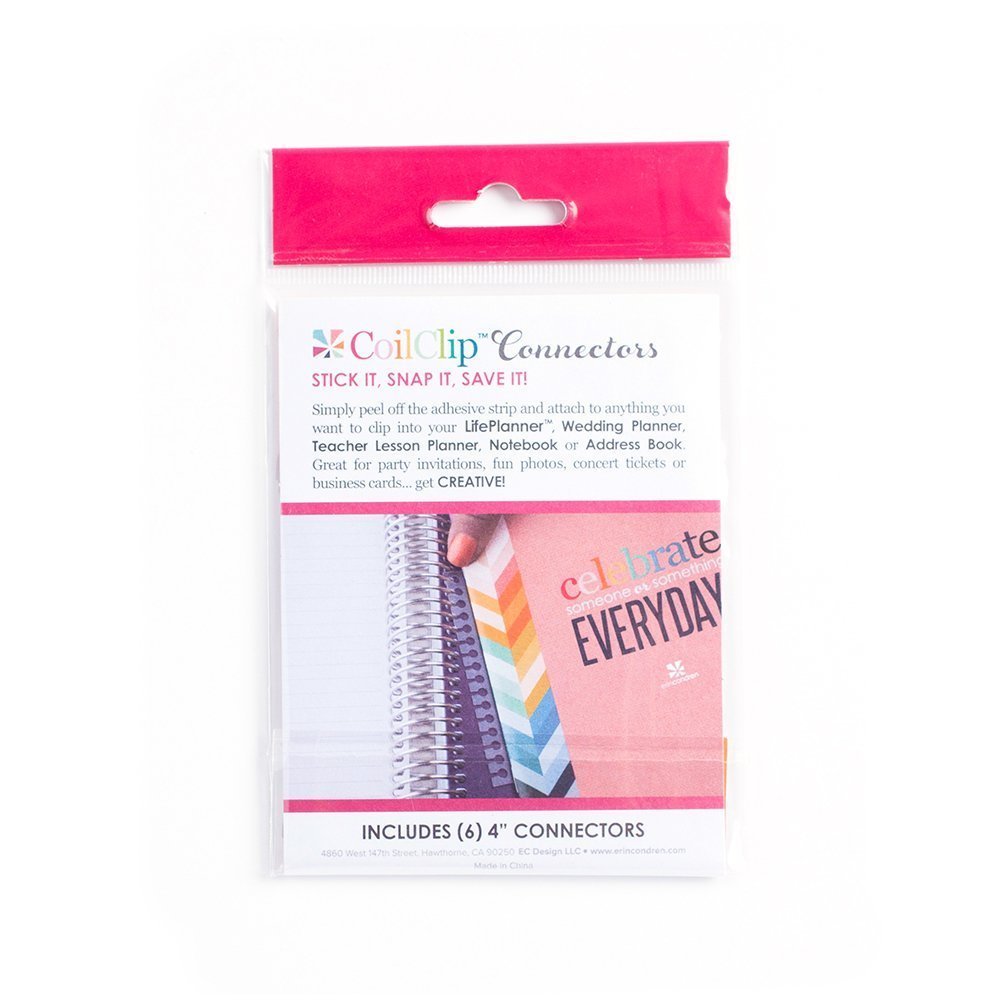 2015 Erin Condren Designer Accessories - Planner Clear CoilClip Connectors (Set of 6) 4"