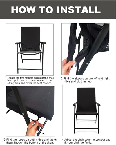 Deisy Dee Patio Dining Chair Covers, Outdoor Steel Sling Folding Chair Covers, Garden Metal Chair Covers (1, Purple Tree)