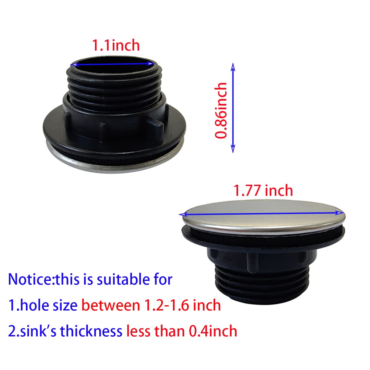 2 Pcs Stainless Steel Kitchen Sink Tap Hole Cover ,Kitchen Faucet Hole Cover ,Faucet Hole Cover,Sink Tap Hole Cover,Kitchen Faucet Hole Cover Stainless Steel (1.2 to 1.6 Inch in Diameter)