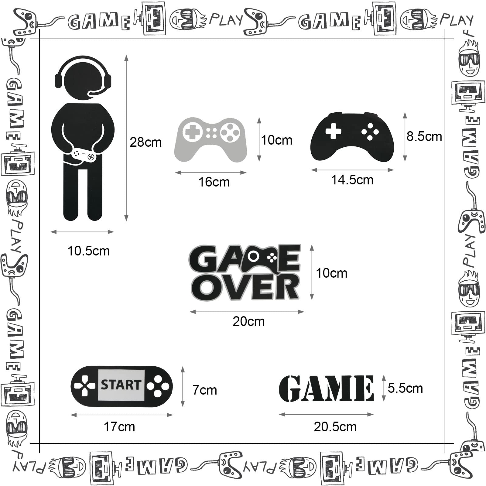 Gamer Room Decor Gaming Wall Decals Sticker Gamer Decals Boys Room Decals Video Game Decor Eat Sleep Game Wall Decal for Gamer Bedroom Playroom Decorations (Classic Style)