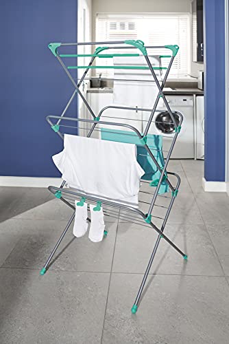 Addis Deluxe Fold Away 3 Tier Airer Clothing Dryer for Home | Aqua