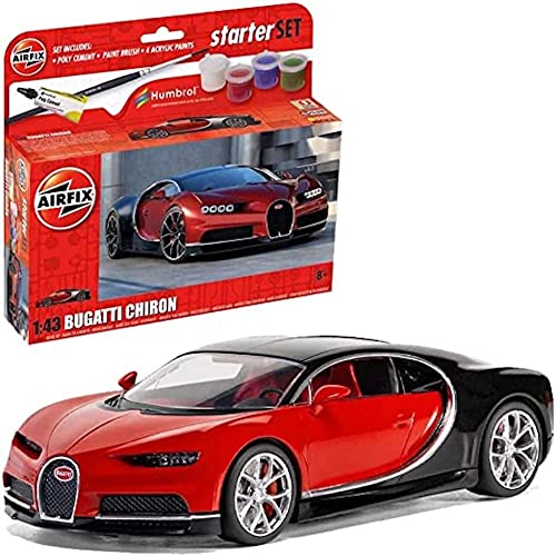 Airfix Starter Gift Set Bugatti Chiron 1:43 Supercar Plastic Model Kit A55005