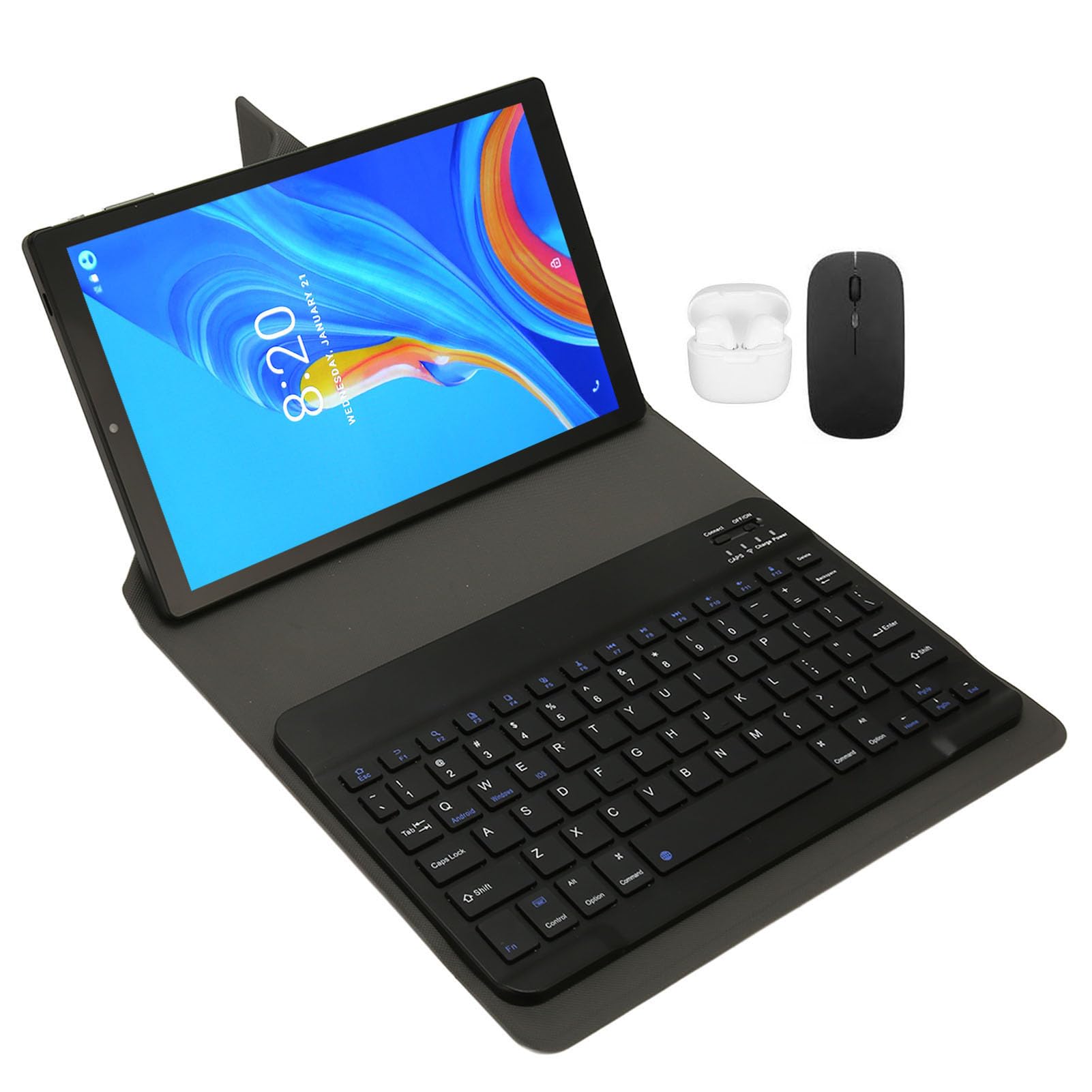 2 in 1 Tablet, 100‑240V 10.1 Inch Tablet 5G WiFi MT6735 Deca Core for Android 12 for Work (US Plug)