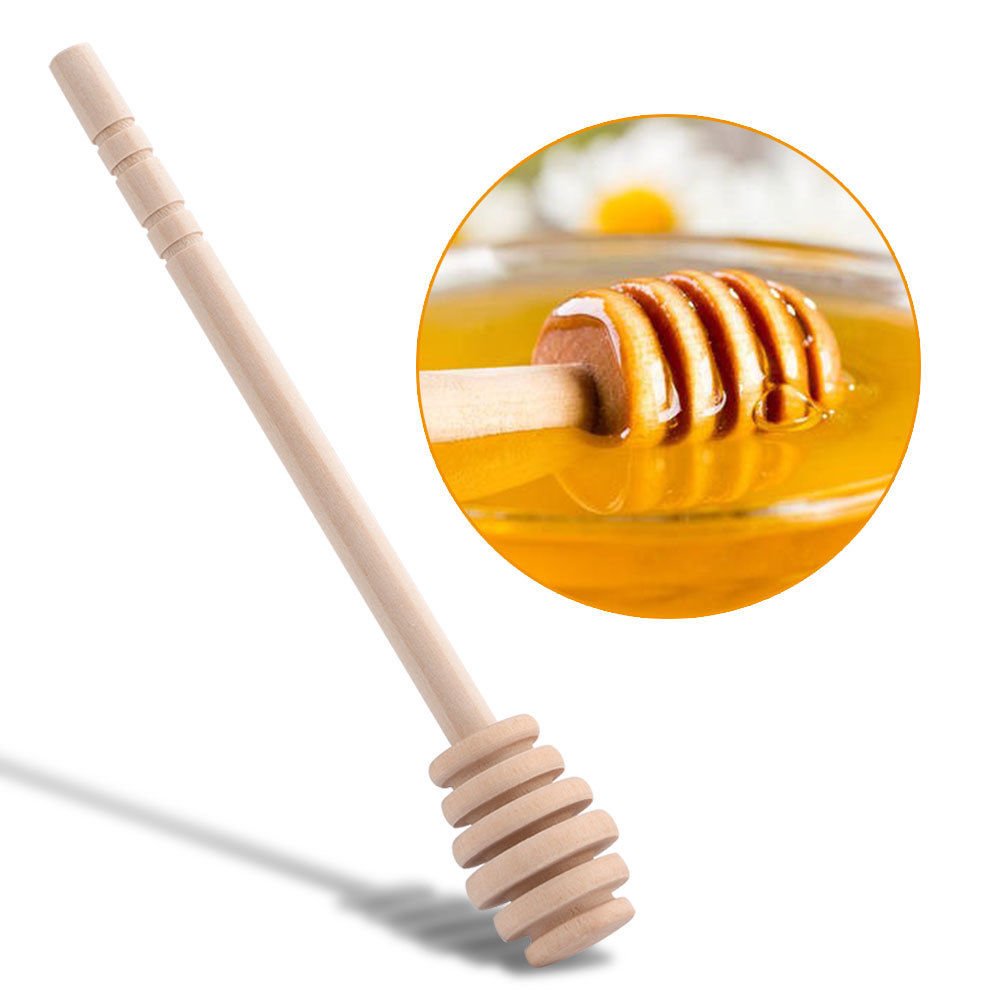 30pcs Wooden Mini Jam Honey Dipper Jar Dispensing Collecting Stirring Rod Stick (10cm)