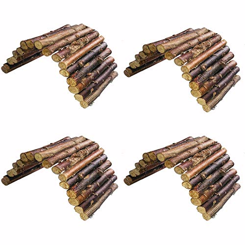Hamiledyi 4 PCS Hamster Wooden Bridge Mouse Bridge Chew Toy Rat Natural Hideout Ladder for Small Animal Gerbils Guinea Pigs Rat Ferret Reptils