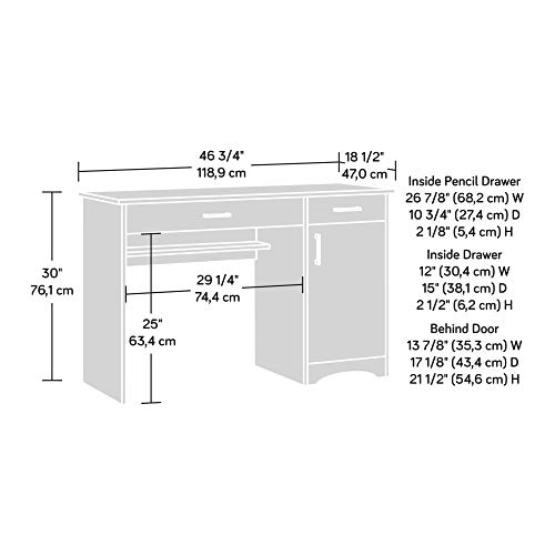 Sauder Beginnings Desk, L: 46.81" x W: 18.50" x H: 29.96", Summer Oak Finish