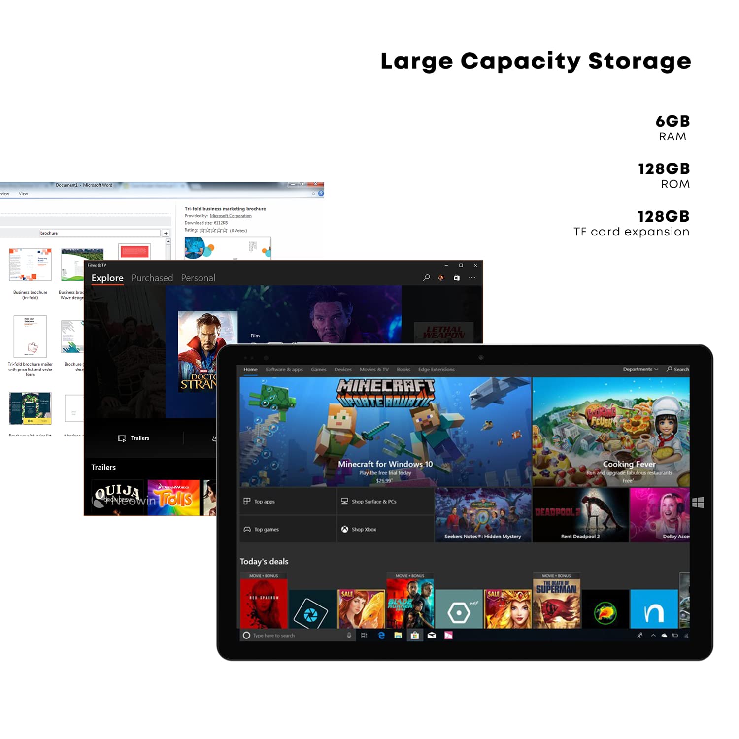 CHUWI Hi10 X Tablet PC, 10.1" Touchscreen 1920x1200P (6GB RAM 128GB Storage) Intel N4120 Processor, 2-in-1 Convertible, 5MP and 2MP Cameras, Windows 10