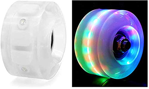 VAKA Luminous Light Up Quad Roller Skate Wheels with Bearings, Outdoor Roller Skate Wheels 4 Pack - Roller Skate Wheels for Double Row Skating and Skateboard 32mm x 58mm (Colorful-A)