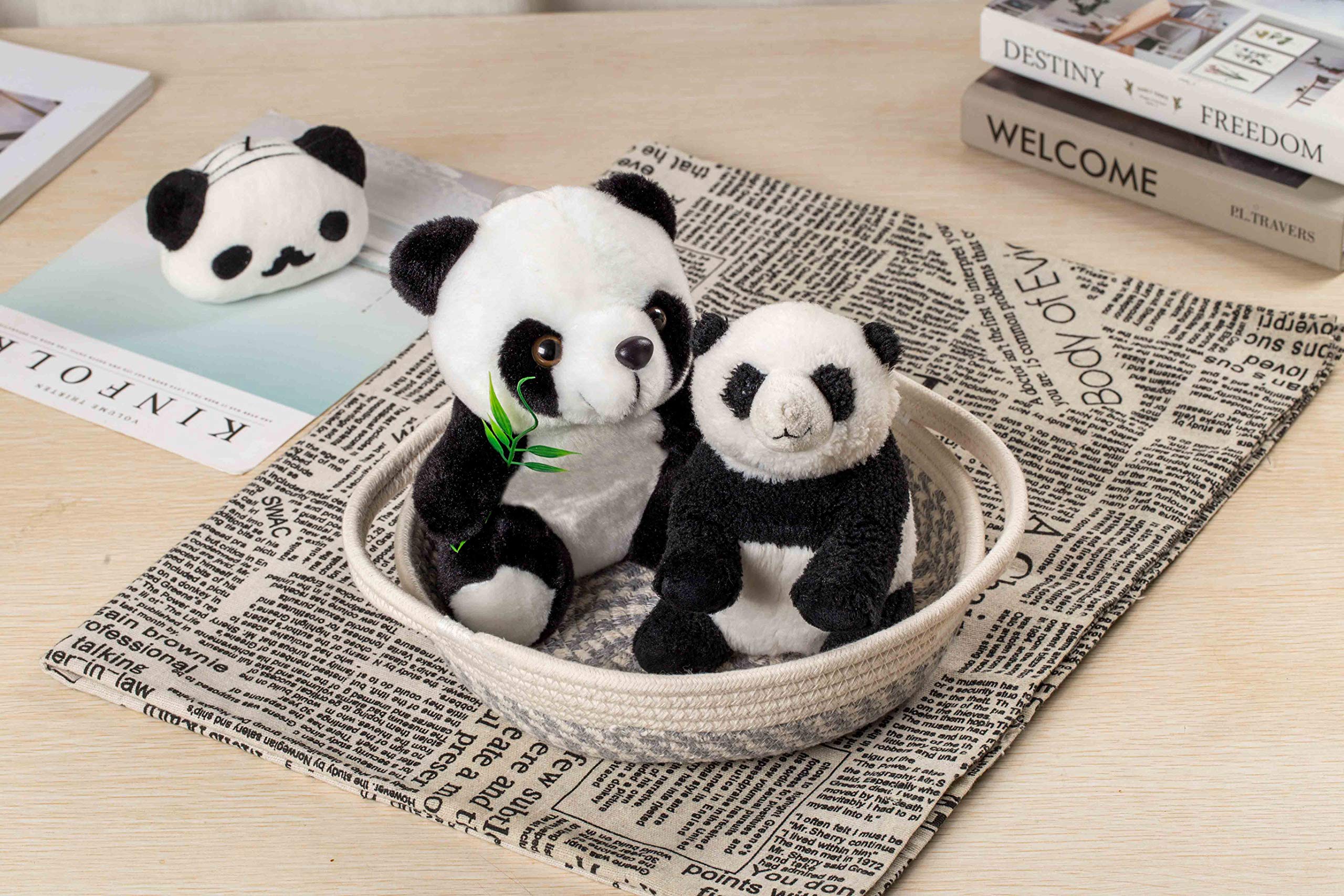 2 pack Small Storage Baskets, Desk Basket for Jewellery&Keys, Cute Rope Baskets, Small Basket Home Storage, Small Table Basket, Organizers and Storage, Small Woven Basket,(Camel & White - Hemp Rope)