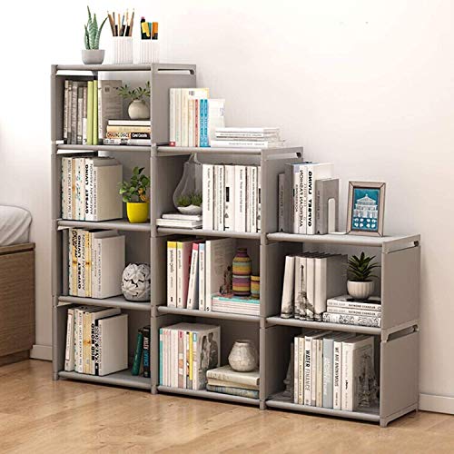HOSTARME Bookshelf Kids 9 Cube Book Shelf Organizer Bookcase DIY for Bedroom Classroom Office (Greyness)