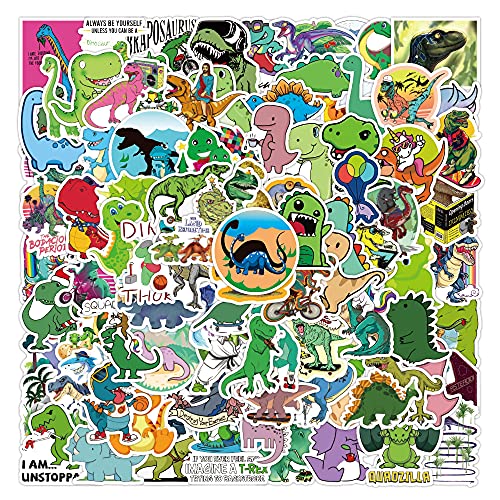 Adeela 100pcs Cute Dinosaur Stickers | Waterproof VSCO Stickers | Great on Waterbottles - Tablets - Laptops - PCS - Phones - Luggage | Assorted Sticker Packs for Kids Teens Adults