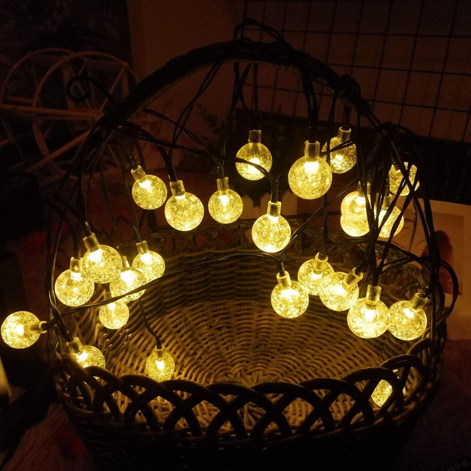 BAOANT Solar String Lights,Solar Patio Lights with 8 Modes,Waterproof Crystal Ball Solar Powered String Lights for Garden,Home Patio,Lawn,Wedding,Party,Christmas Decor (Warm White)