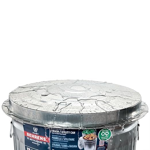 31-Gallon Galvanized Steel Trash Can - Trash can with lid - Galvanized Trash can with lid - Metal Trash can - Outdoor Garbage can with lid -Steel, Gray - Pre-Galvanized Trash Can with Lid Round.
