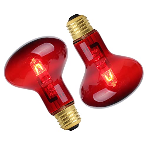 75W Infrared Reptile Heat Lamp Bulb, UVA Basking Spot Red Light Glass Heat Bulbs for Reptiles and Amphibian Use, Bearded Dragon, Turtle, Gecko, Snake, Lizard, Chameleon - 2 Pack