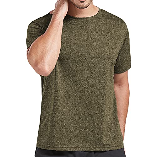 5 Pack Men's Dry Fit T Shirts, Athletic Running Gym Workout Short Sleeve Tee Shirts for Men (Large, Set 3)