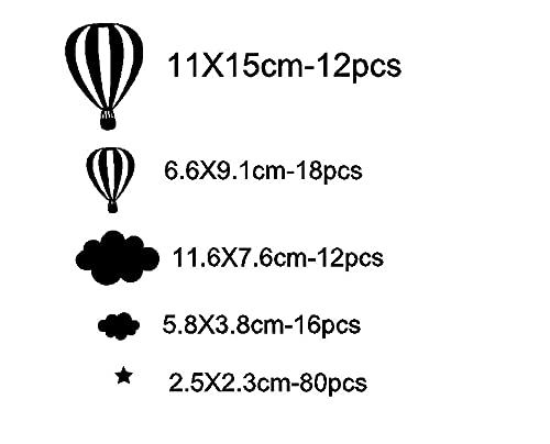 Hot Air Balloons Clouds and Stars Nursery Decor DIY Wall Stickers Bedroom Self Adhesive JW577 (Color 1)
