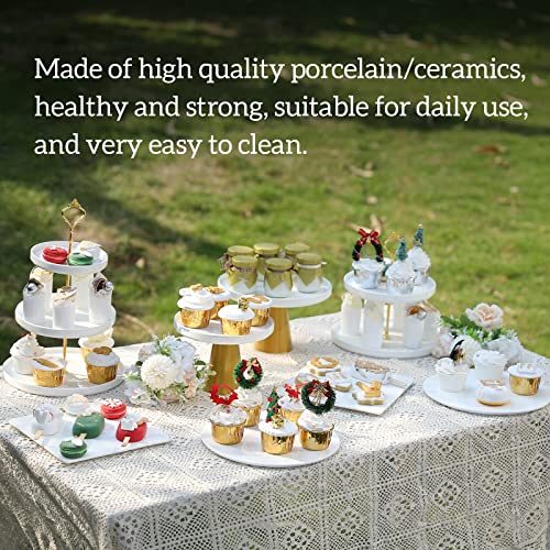 8 Pack Cake Stands Set White Ceramic Cupcake Holder Dessert Display Plate Decor Serving Platter for Party Wedding Birthday Baby Shower Celebration Home…
